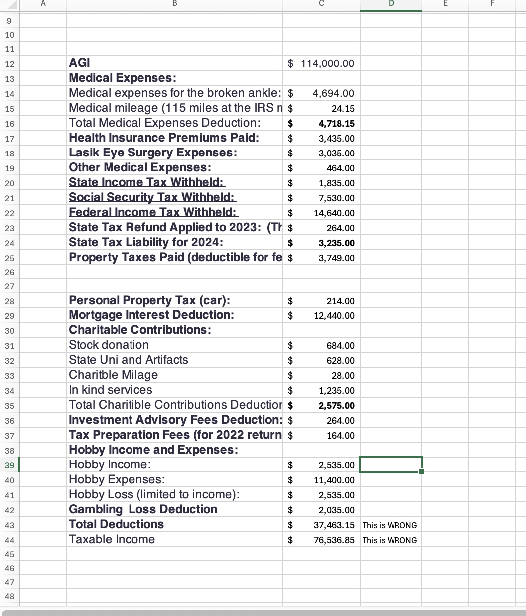 Solved PLEASE SEE EXCEL Picture!!!I typed out all of the | Chegg.com