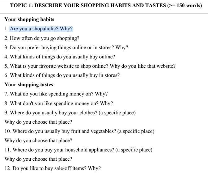 Solved Your shopping habits 1. ﻿Are you a shopaholic? Why? | Chegg.com