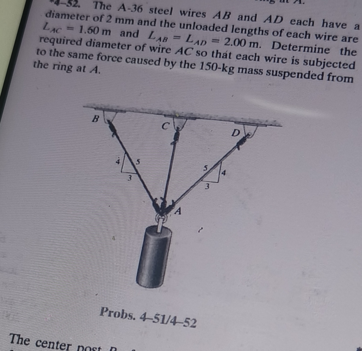 Solved The A-36 ﻿steel wires AB ﻿and AD ﻿each have a | Chegg.com
