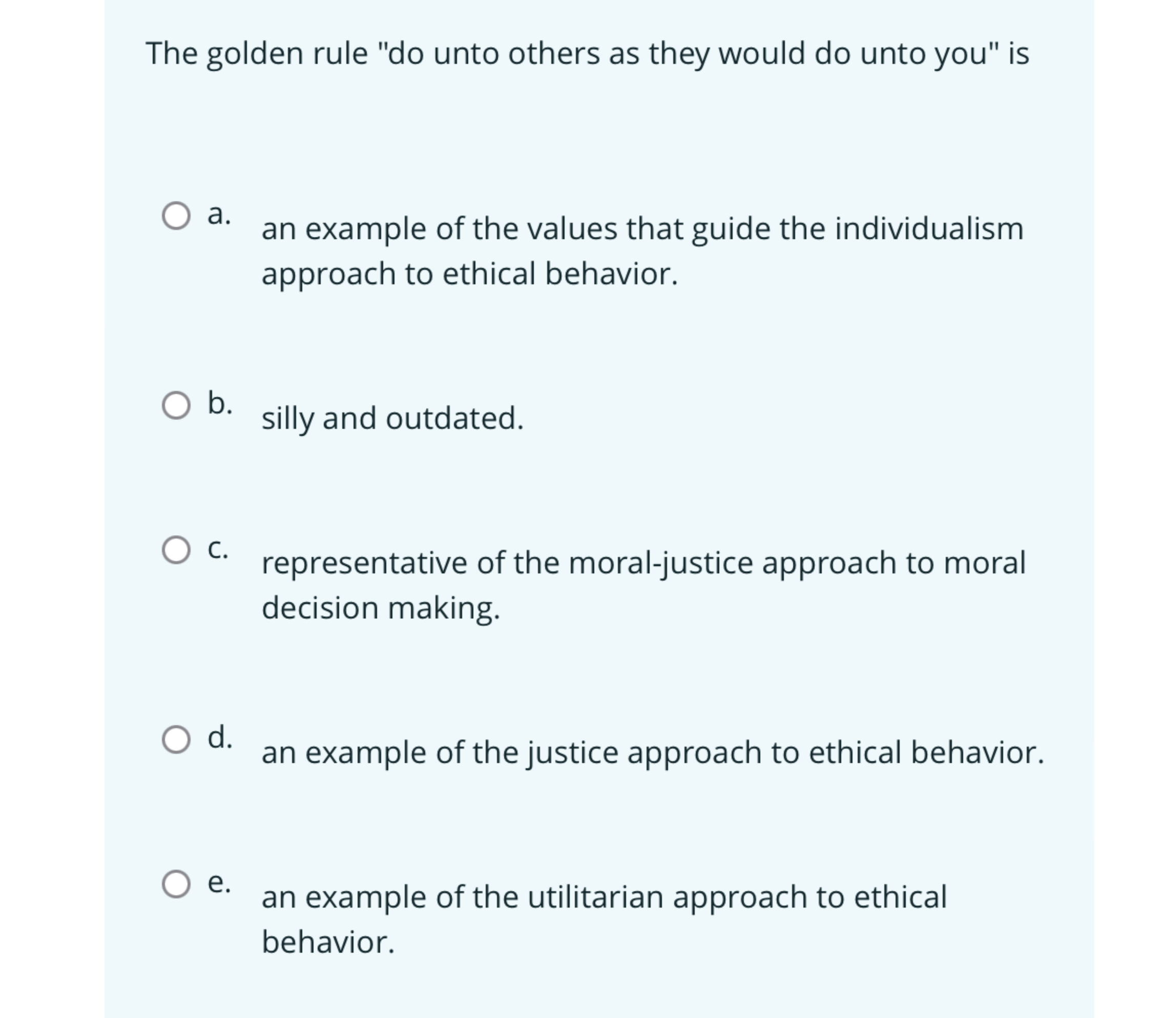 Solved The golden rule "do unto others as they would do unto | Chegg.com