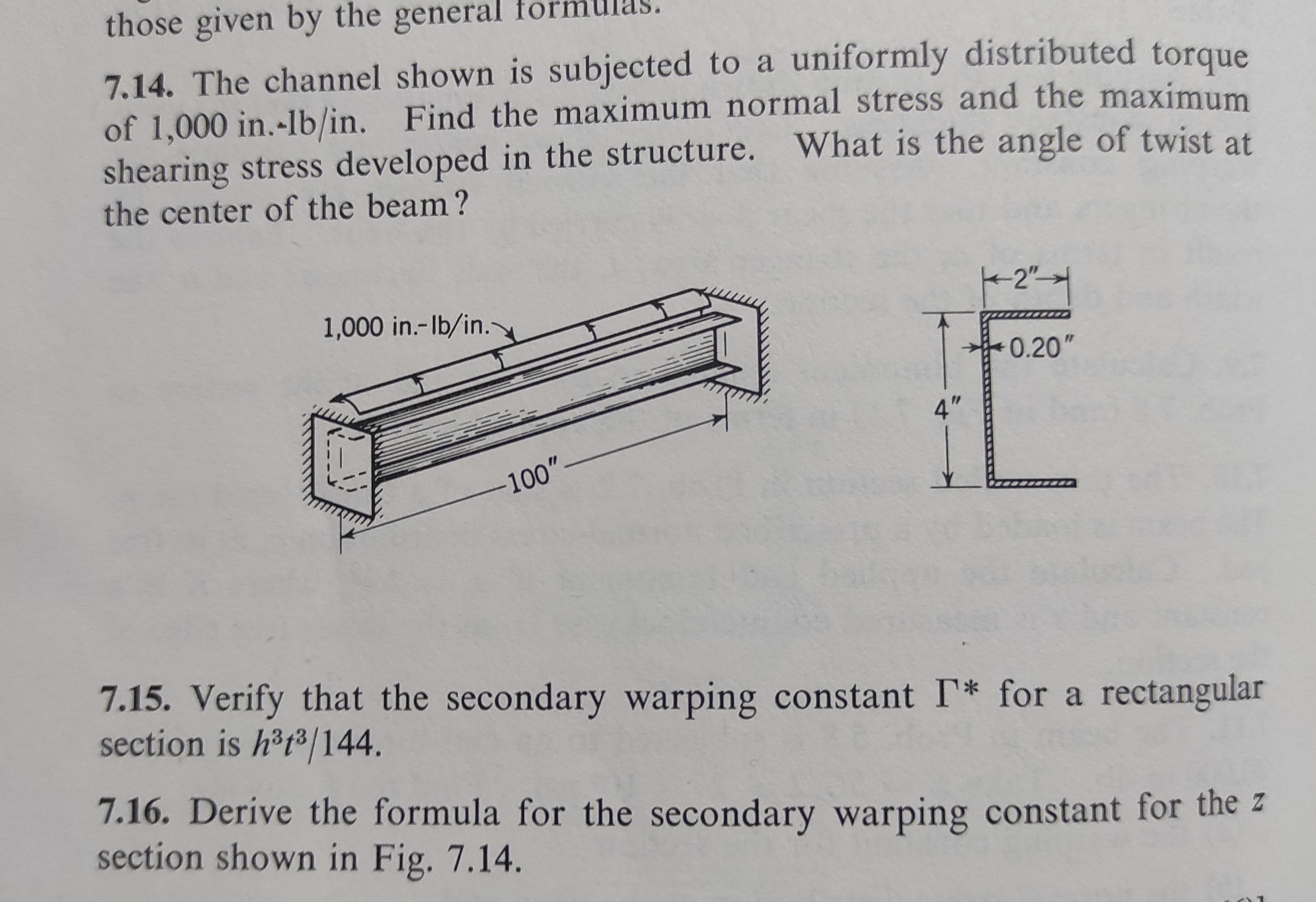 Solved 7.14. ﻿The channel shown is subjected to a uniformly | Chegg.com