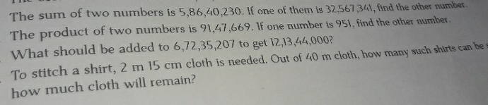 Solved The sum of two numbers is 5,86,40,230. ﻿If one of | Chegg.com