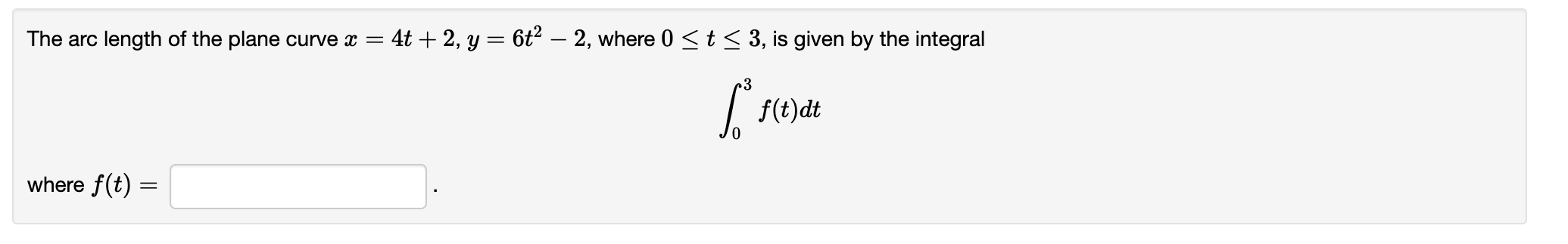 Solved The arc length of the plane curve x=4t+2,y=6t2-2, | Chegg.com