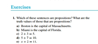 Solved Exercises Which of these sentences are propositions? | Chegg.com