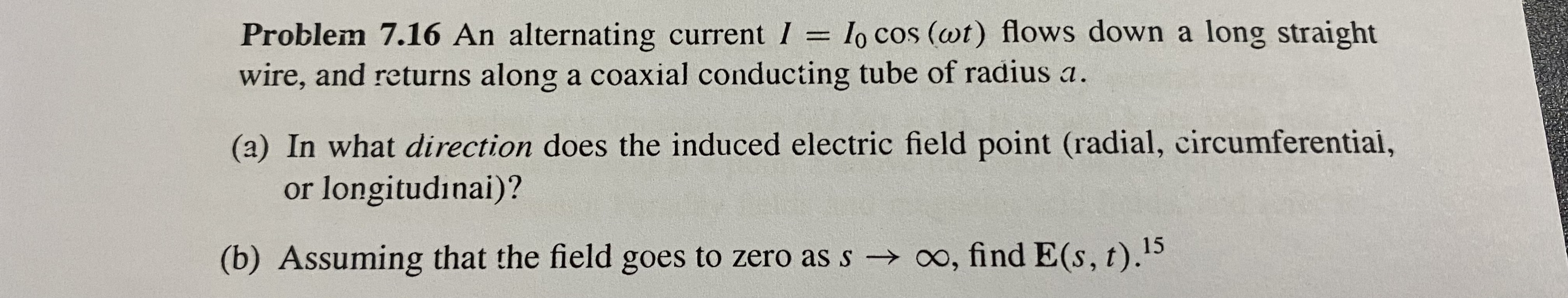 Solved Problem 7.16 ﻿An alternating current I=I0cos(ωt) | Chegg.com