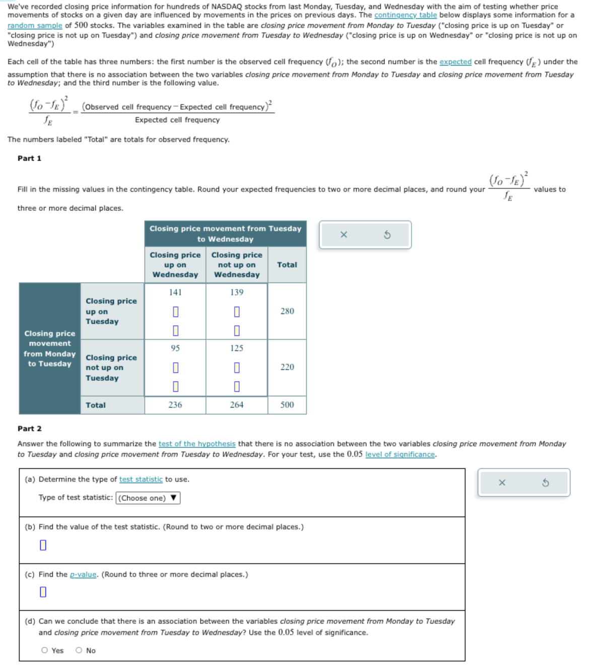 Solved We've recorded closing price information for hundreds | Chegg.com