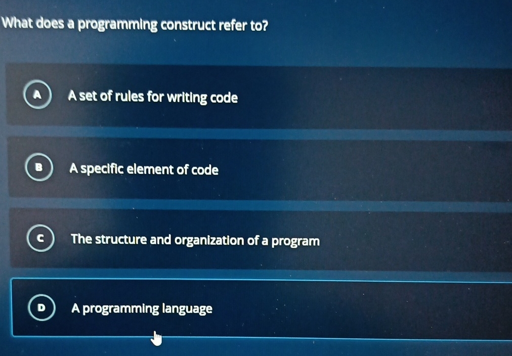 Solved What does a programming construct refer to? ﻿A set of | Chegg.com