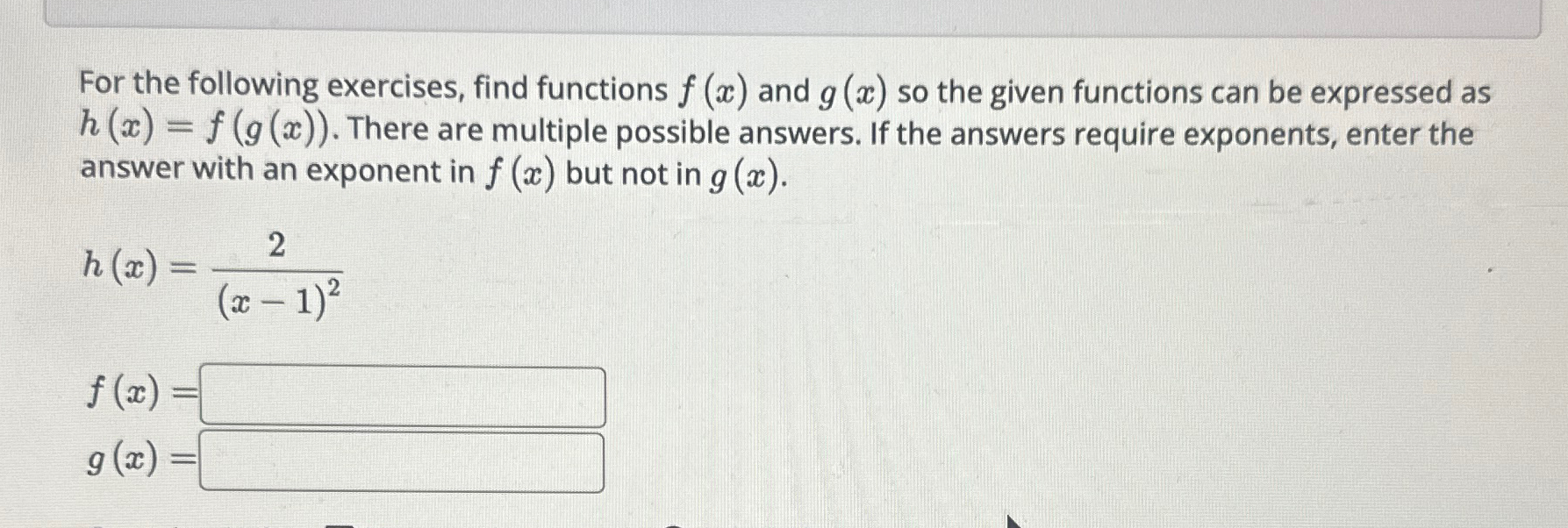Solved For the following exercises, find functions f(x) ﻿and | Chegg.com