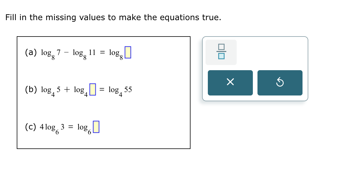 Solved code class="asciimath">Fill in the missing values to | Chegg.com