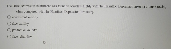 Solved The latest depression instrument was found to | Chegg.com