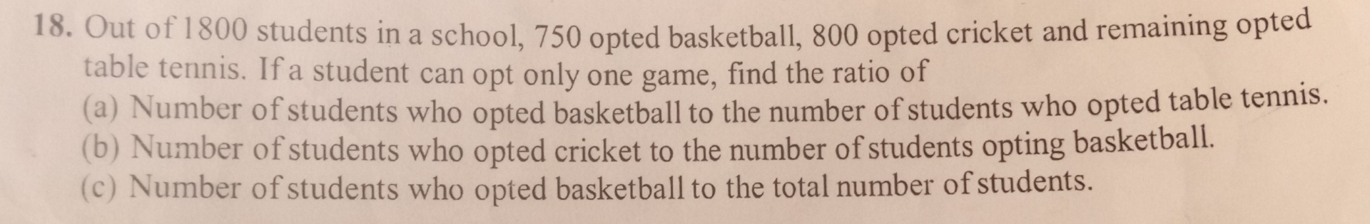 Solved Out of 1800 ﻿students in a school, 750 ﻿opted | Chegg.com