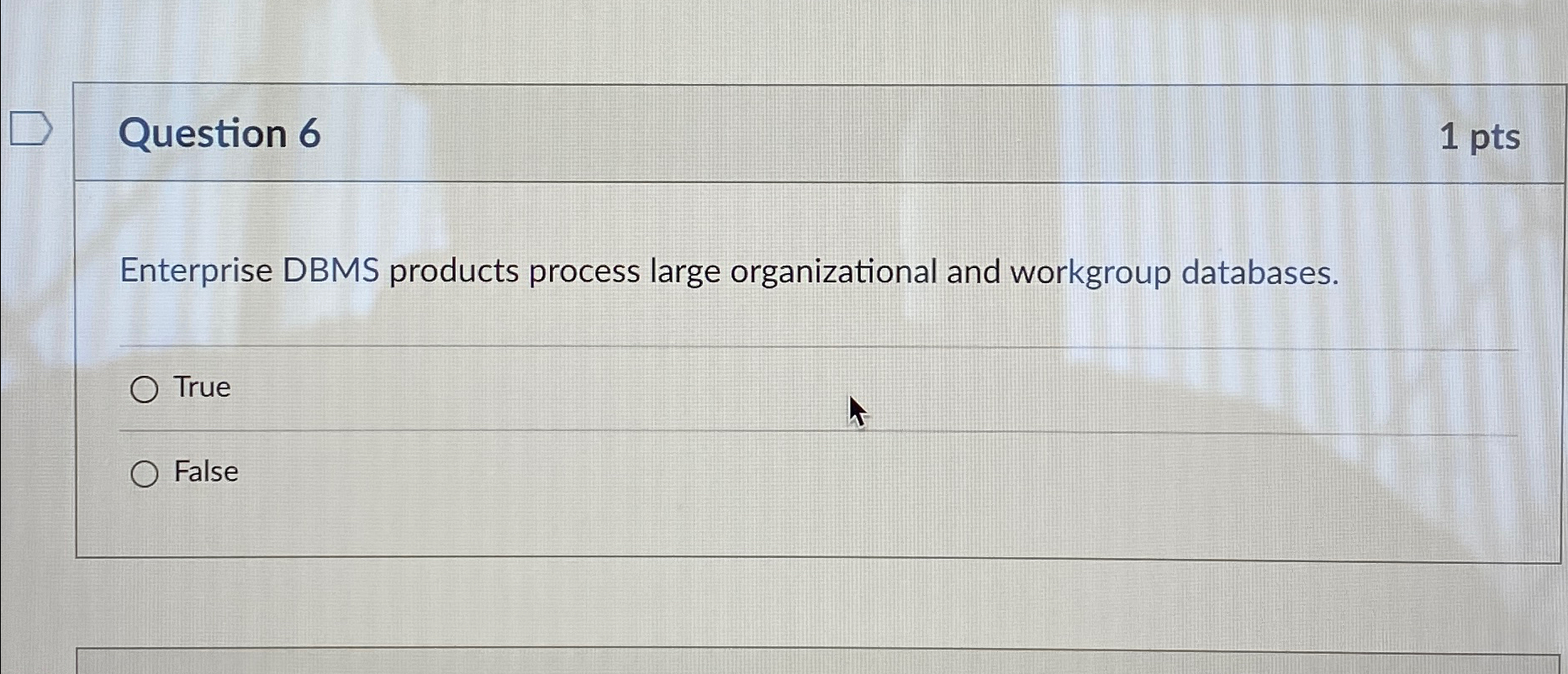 Solved Question 61ptsEnterprise DBMS products process large | Chegg.com