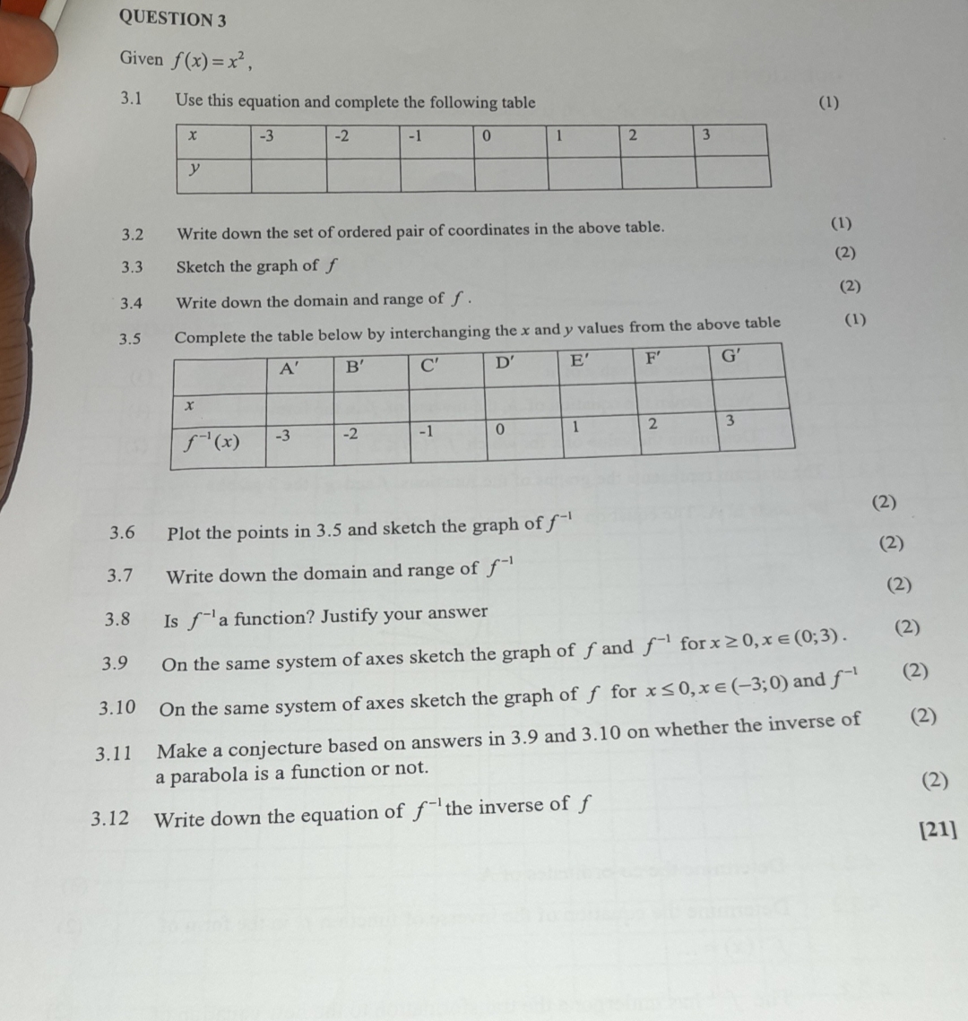 Solved QUESTION 3Given f(x)=x2,3.1 ﻿Use this equation and | Chegg.com