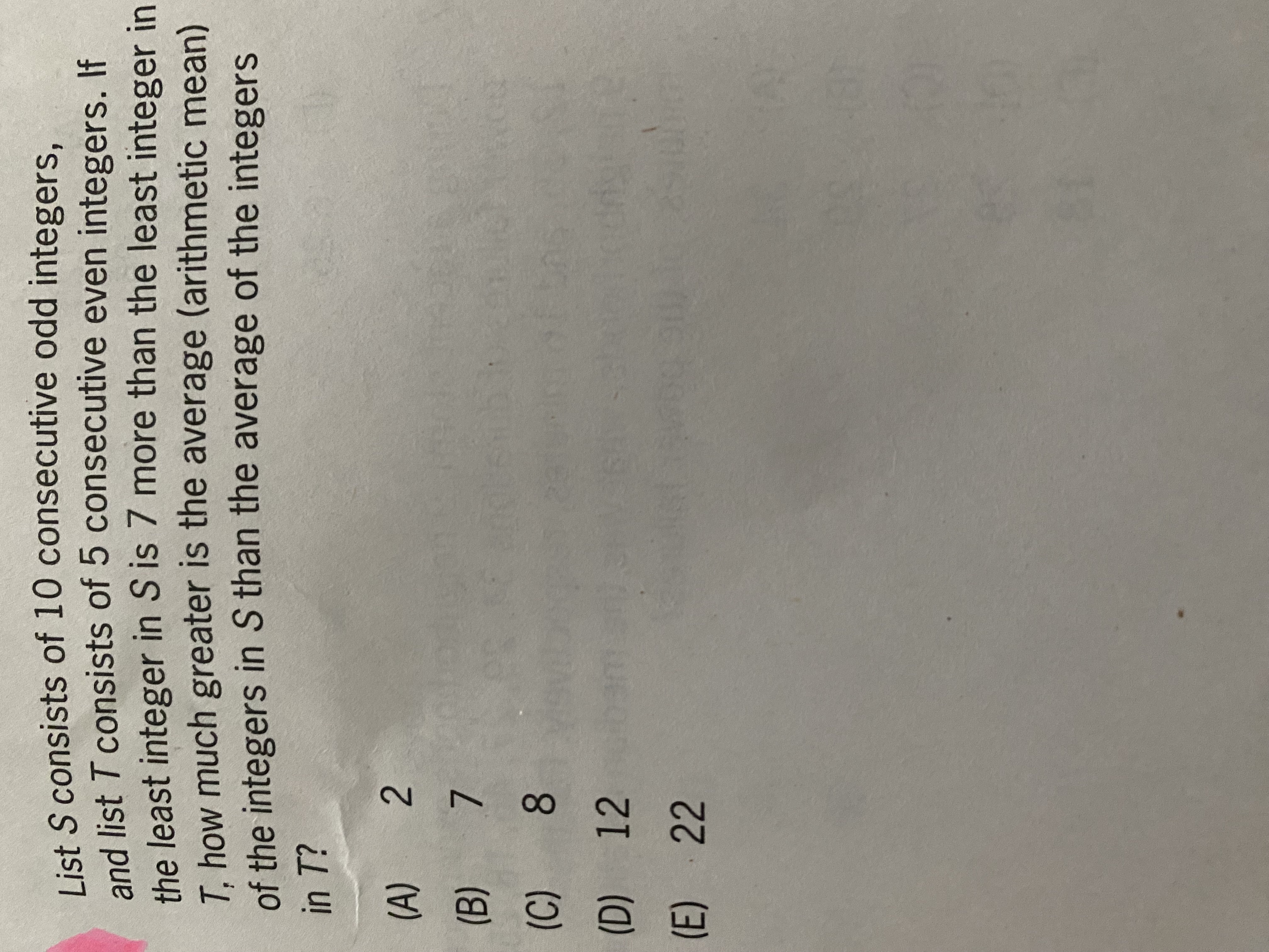 Solved List S consists of 10 ﻿consecutive odd integers, and | Chegg.com