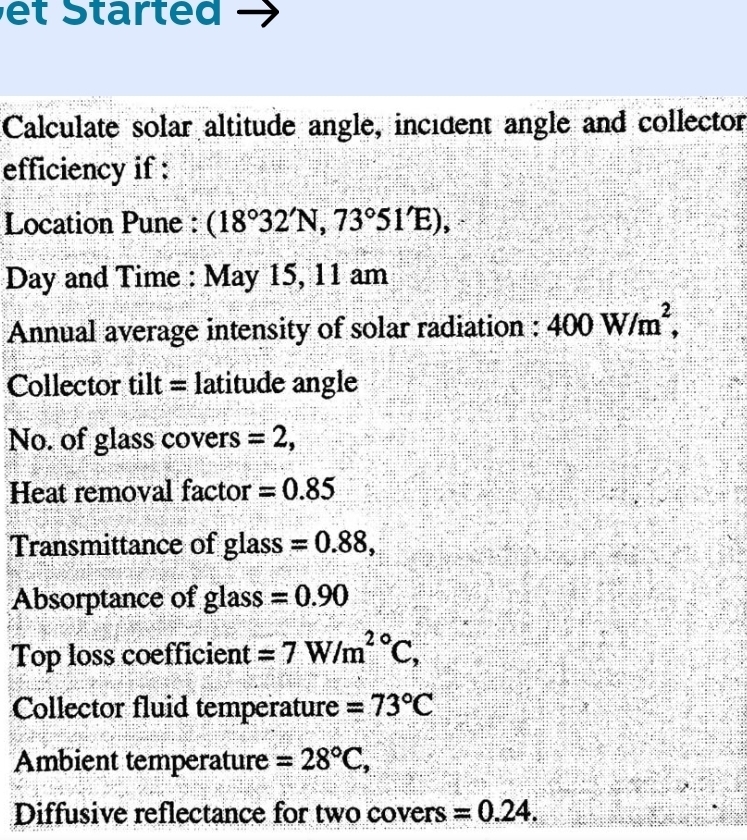 Solved Calculate solar altitude angle, incident angle and | Chegg.com