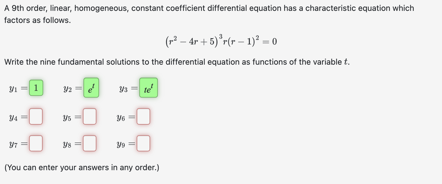 Solved A 9th order, linear, homogeneous, constant | Chegg.com