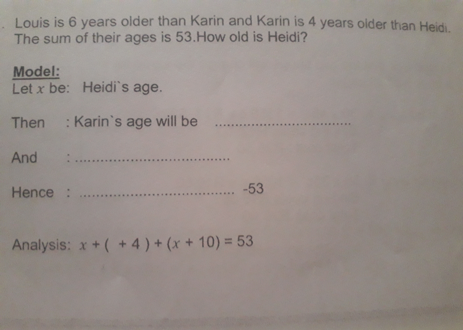 Solved Louis is 6 ﻿years older than Karin and Karin is 4 | Chegg.com