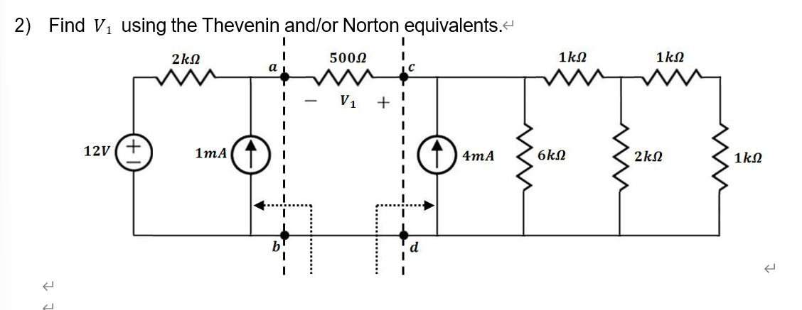 Solved code class="asciimath">Find V_(1) ﻿using the Thevenin | Chegg.com