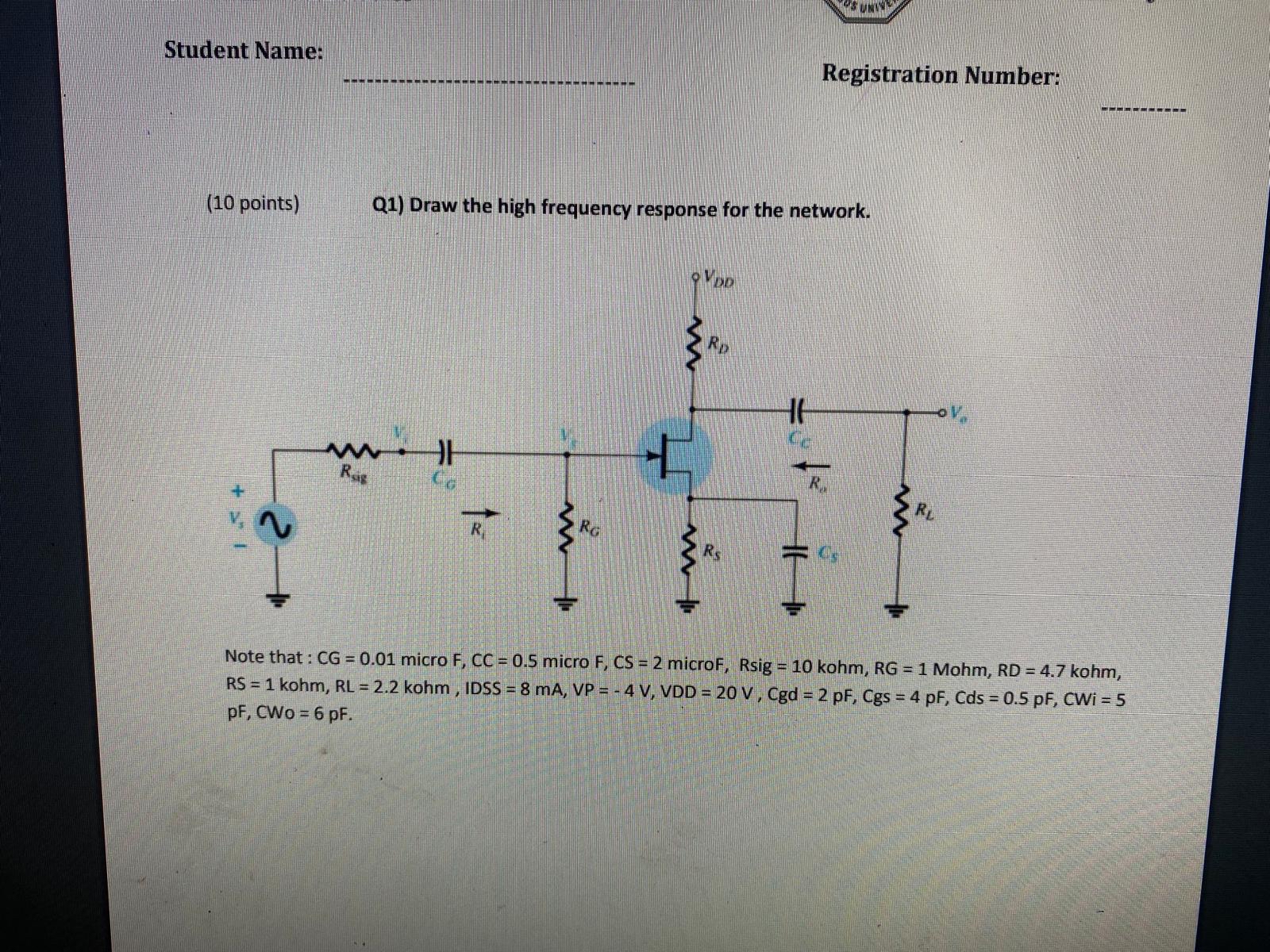 Solved Student Name:os unv:Registration Number:(10 | Chegg.com