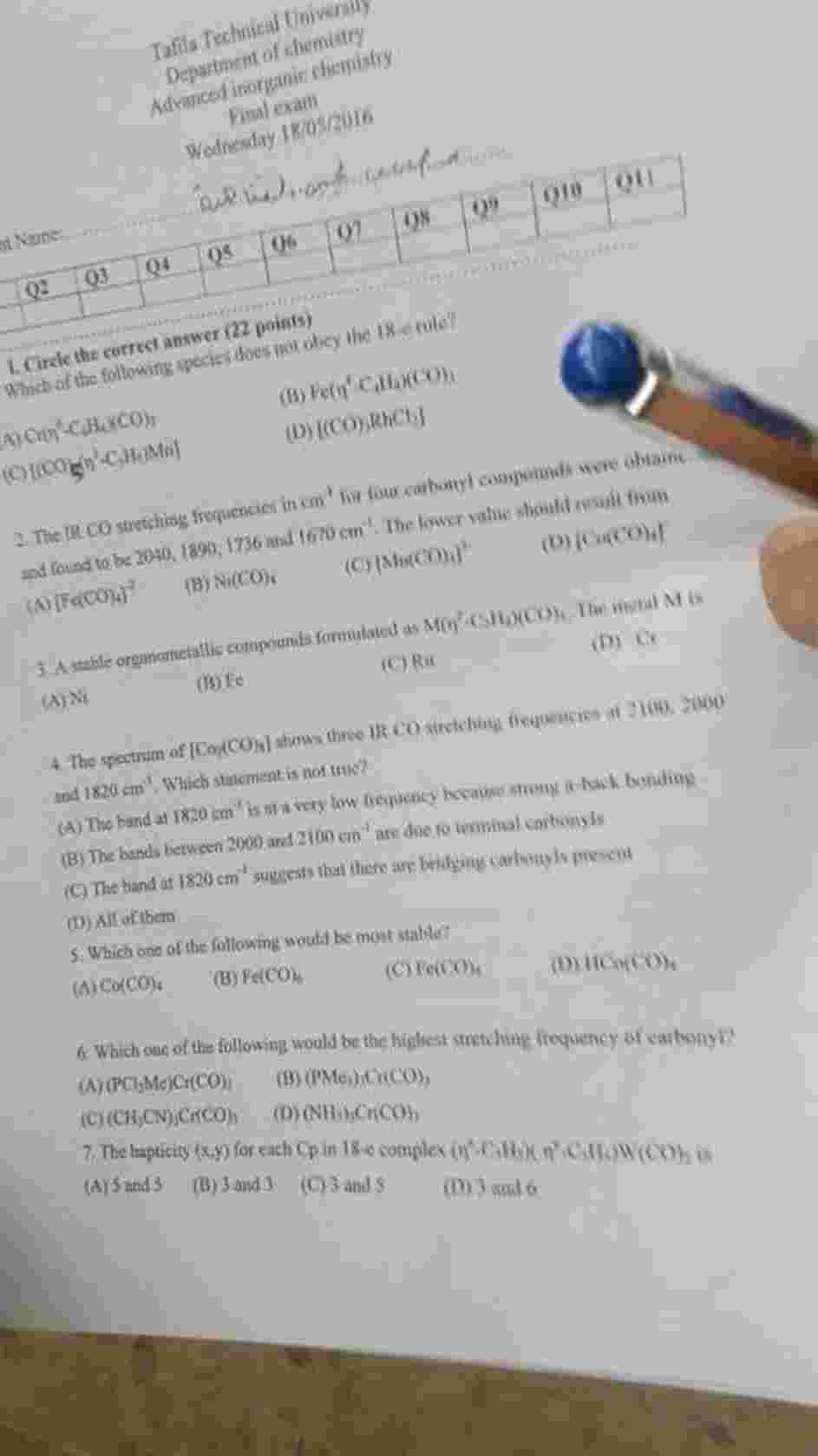 Solved code class="asciimath">Department of shemistry Qunch | Chegg.com