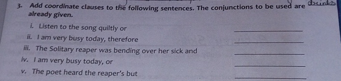 Solved Add coordinate clauses to the following sentences. | Chegg.com