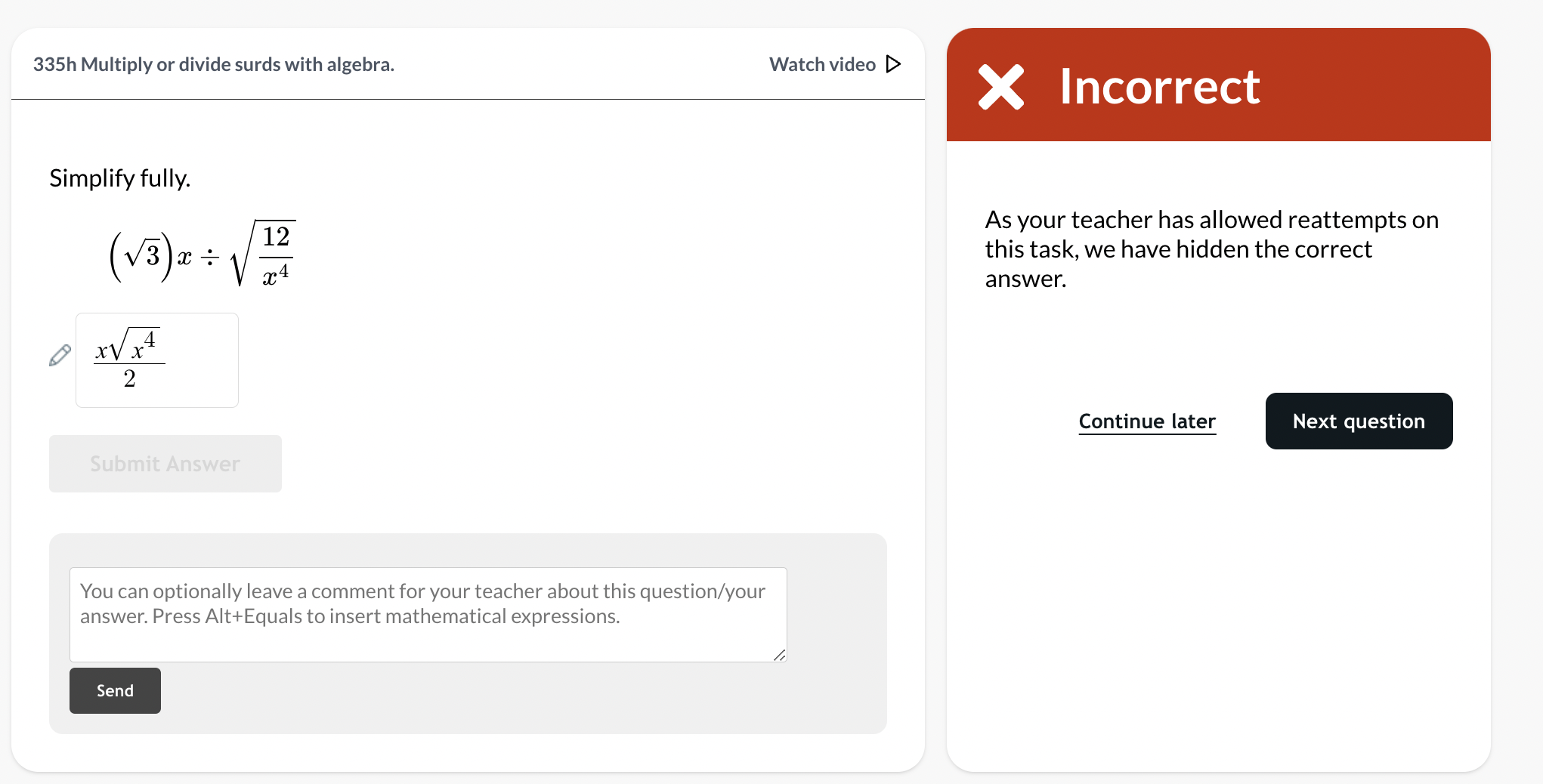 Solved code class="asciimath">math 335 ﻿h Multiply or divide | Chegg.com