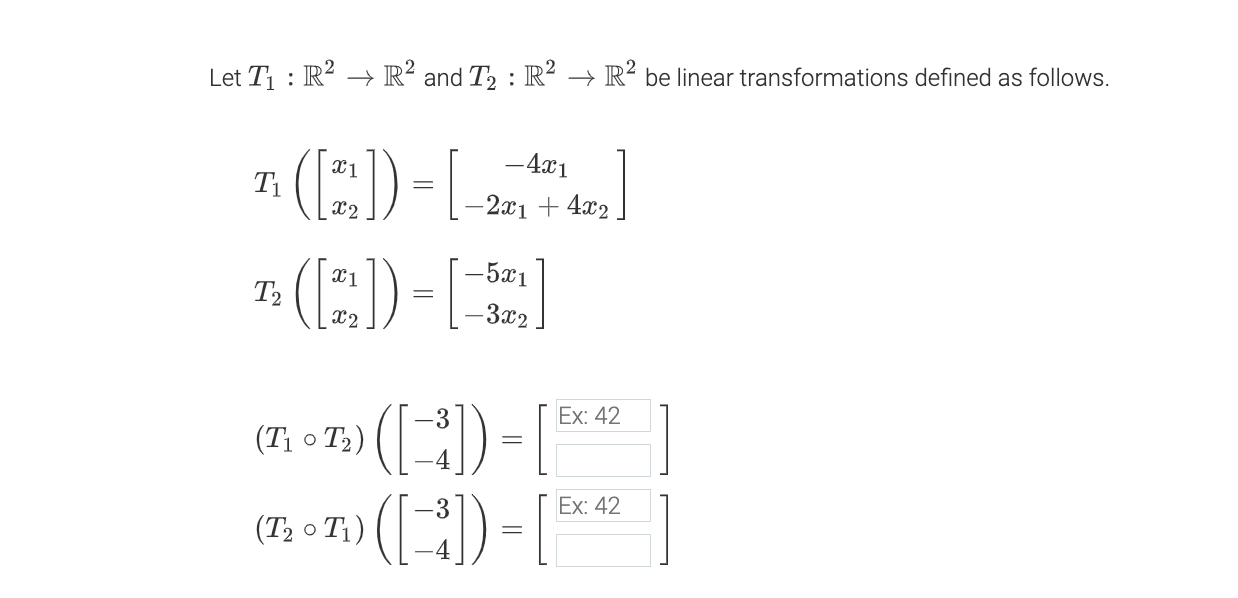 Solved Let T1:R2→R2 ﻿and T2:R2→R2 ﻿be linear transformations | Chegg.com