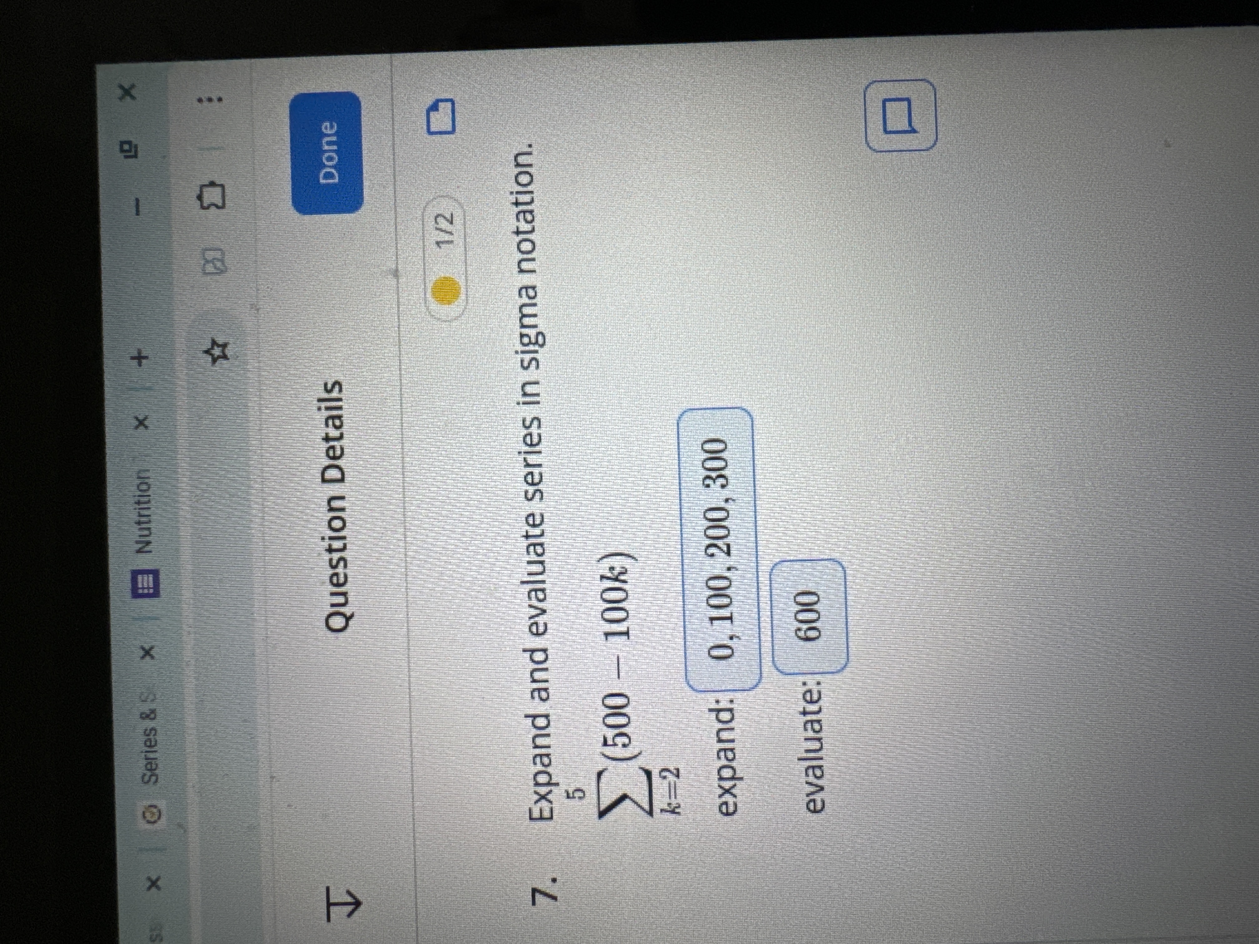 Solved code class="asciimath">Series & 5 ﻿Nutrition Question | Chegg.com