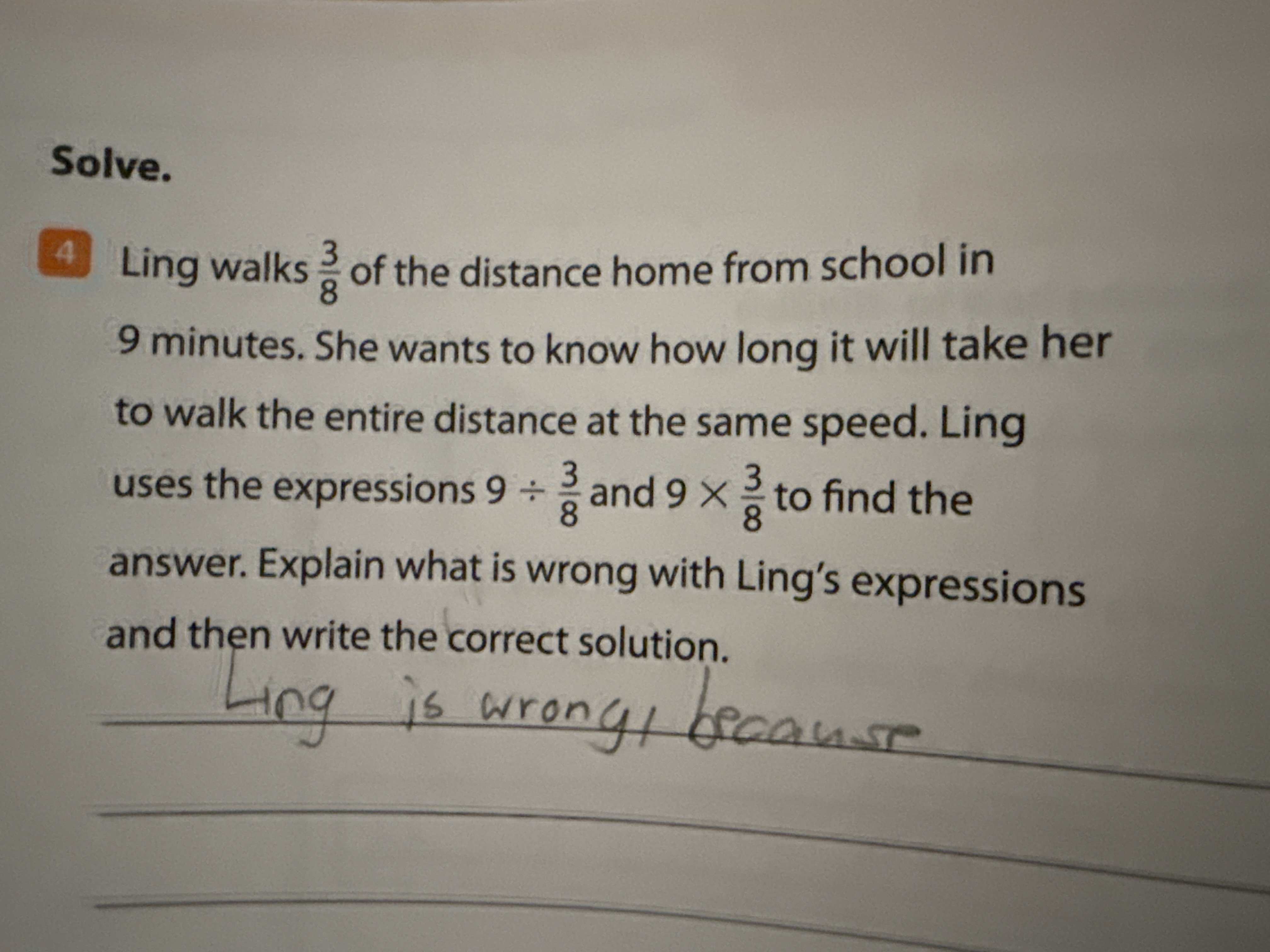 Solved code class="asciimath">Solve. Ling walks (3)/(8) ﻿of | Chegg.com
