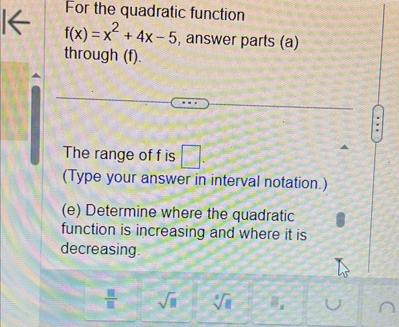 Solved For the quadratic function f(x)=x2+4x-5, ﻿answer | Chegg.com