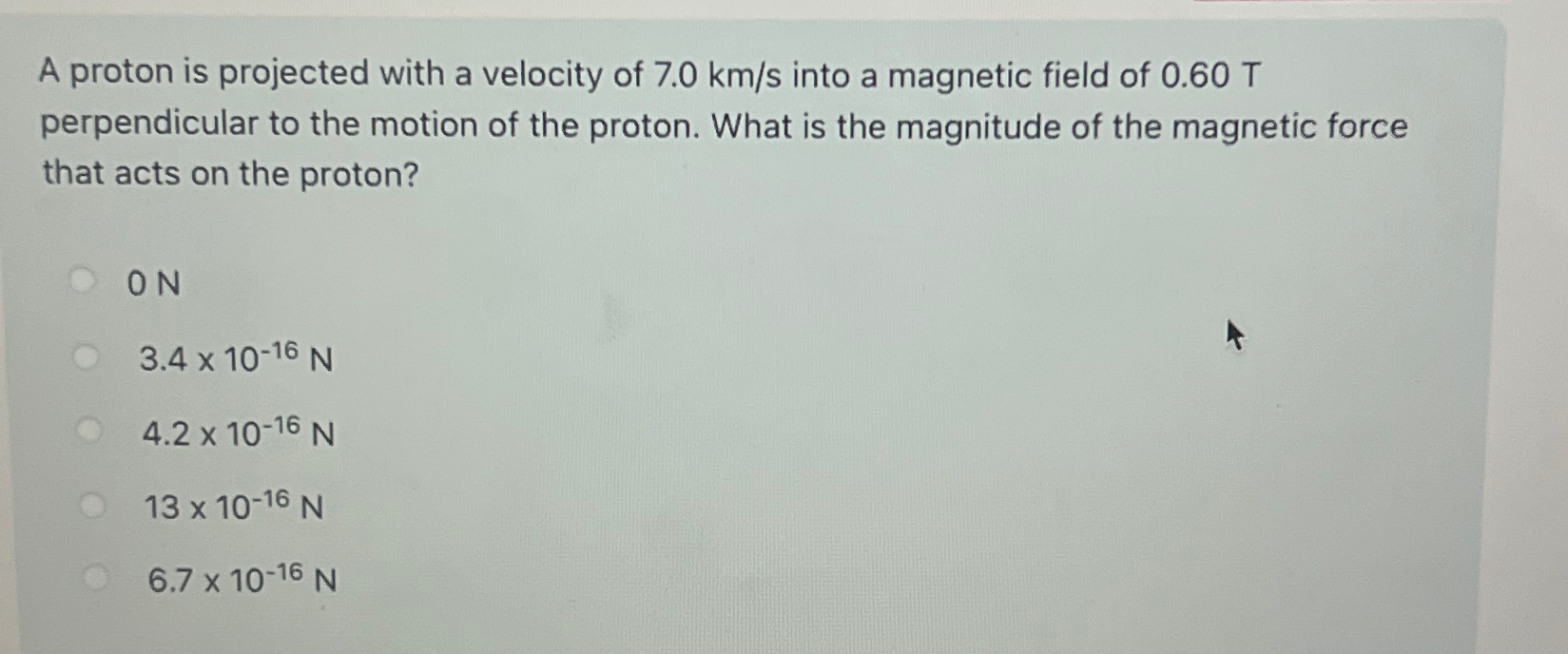 Solved A proton is projected with a velocity of 7.0kms ﻿into | Chegg.com