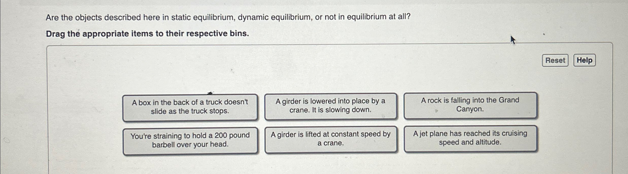 Solved Are the objects described here in static equilibrium, | Chegg.com