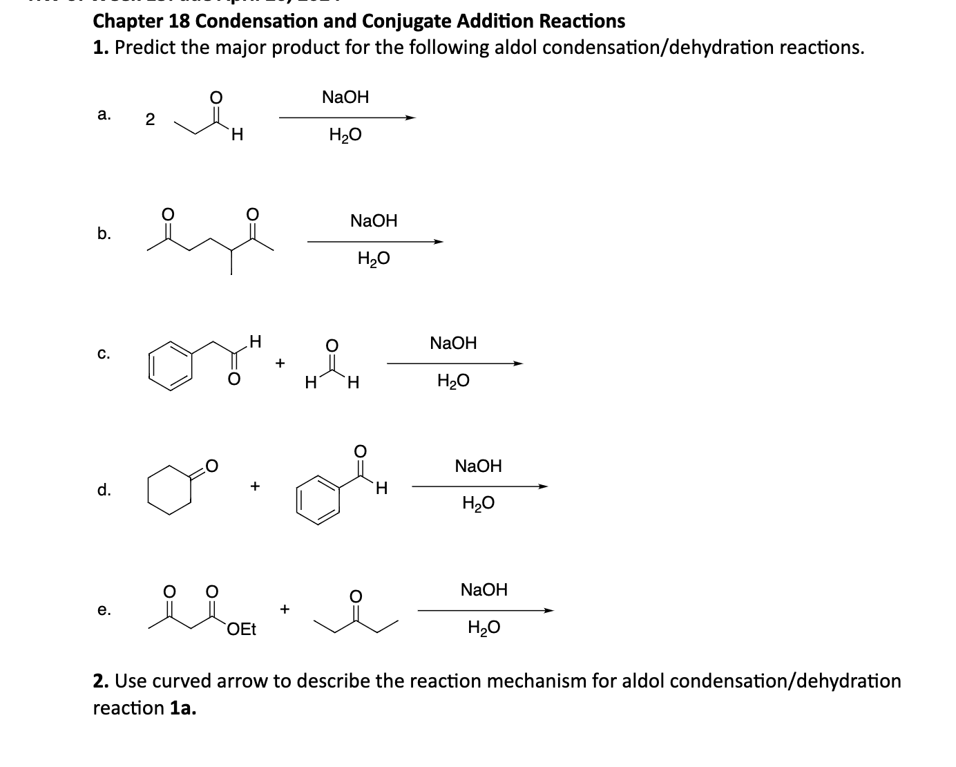 Solved Chapter 18 ﻿Condensation and Conjugate Addition | Chegg.com