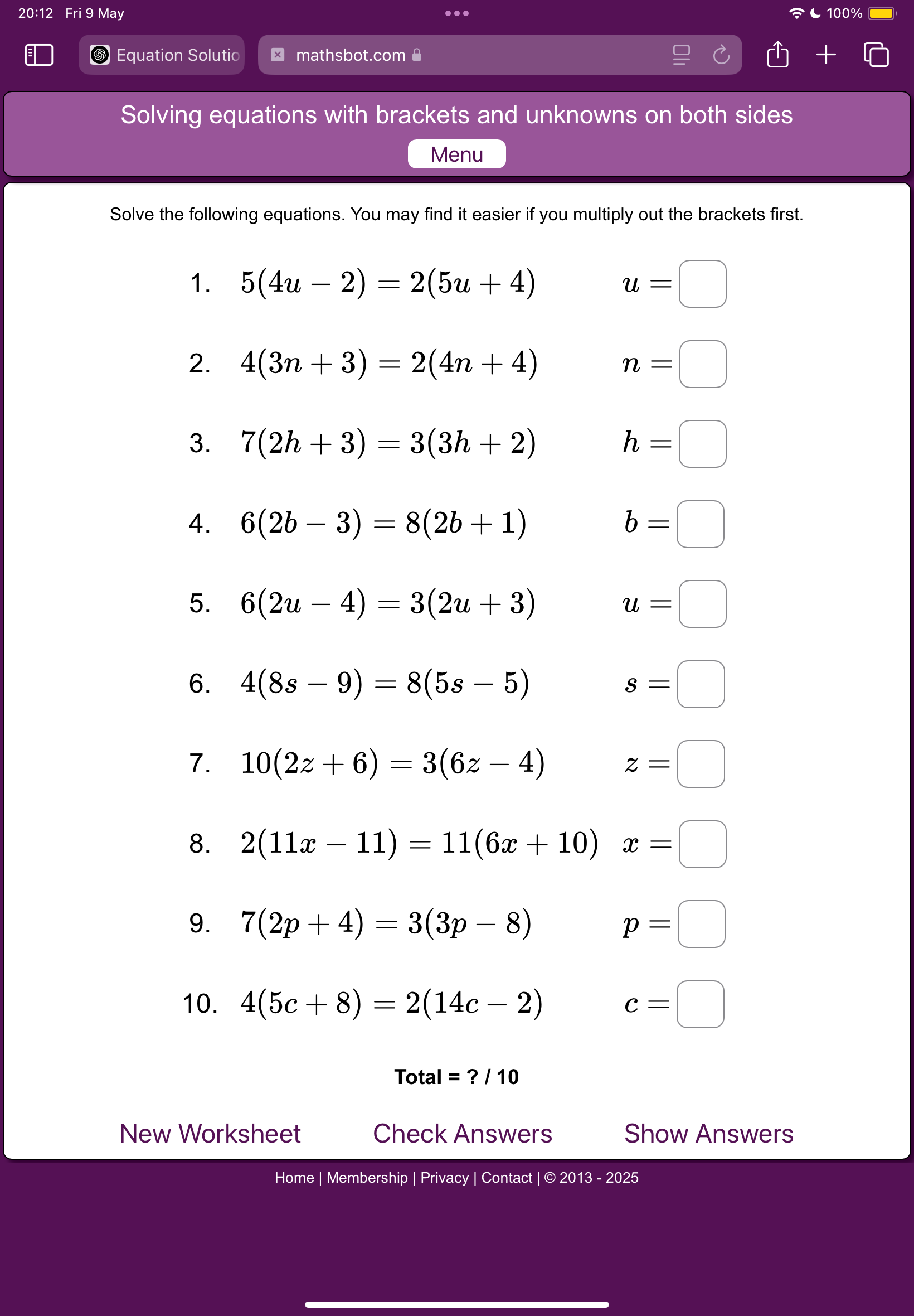 Solved code class="asciimath">Solve the following equations. | Chegg.com