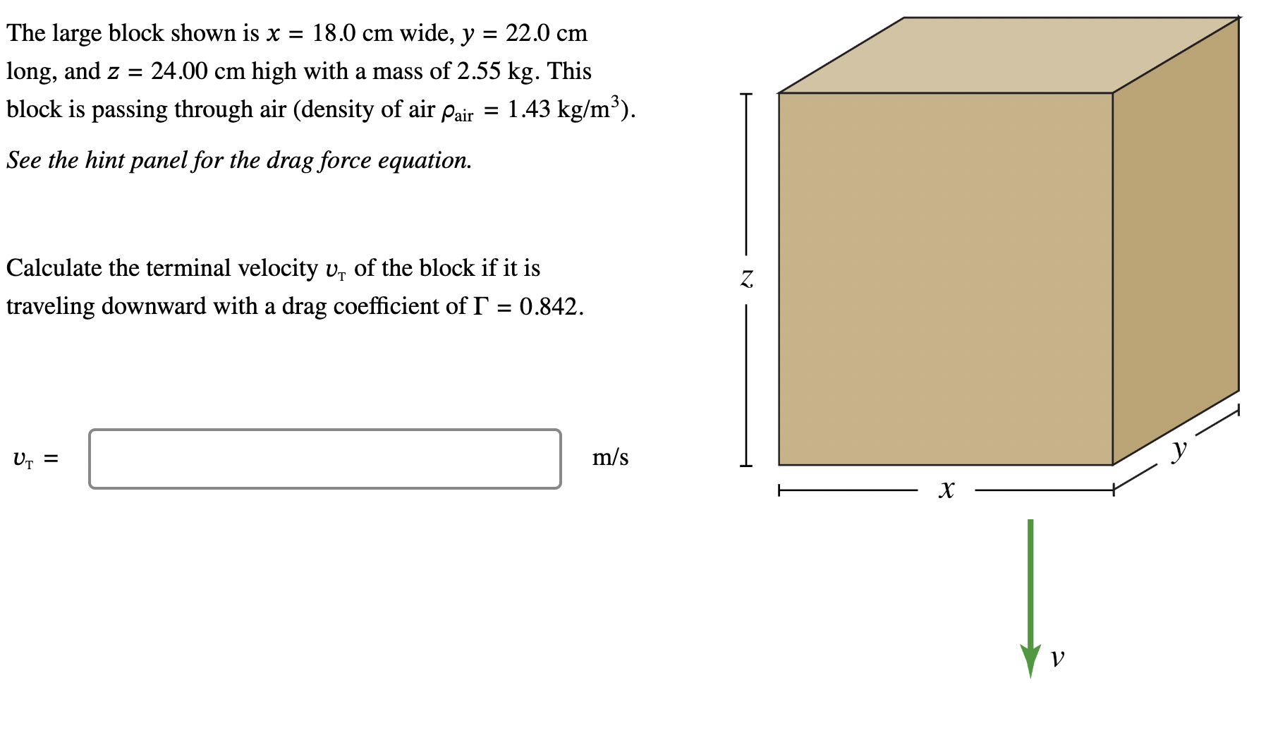 Solved The large block shown is x=18.0cm ﻿wide, | Chegg.com