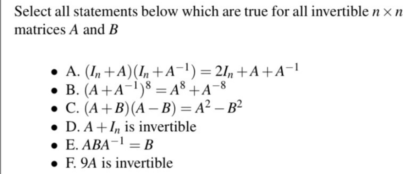 Solved Select all statements below which are true for all | Chegg.com