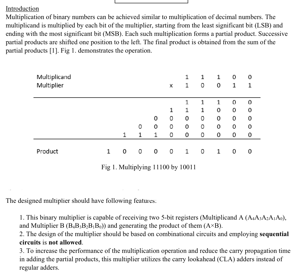 Solved The designed multiplier should have following | Chegg.com