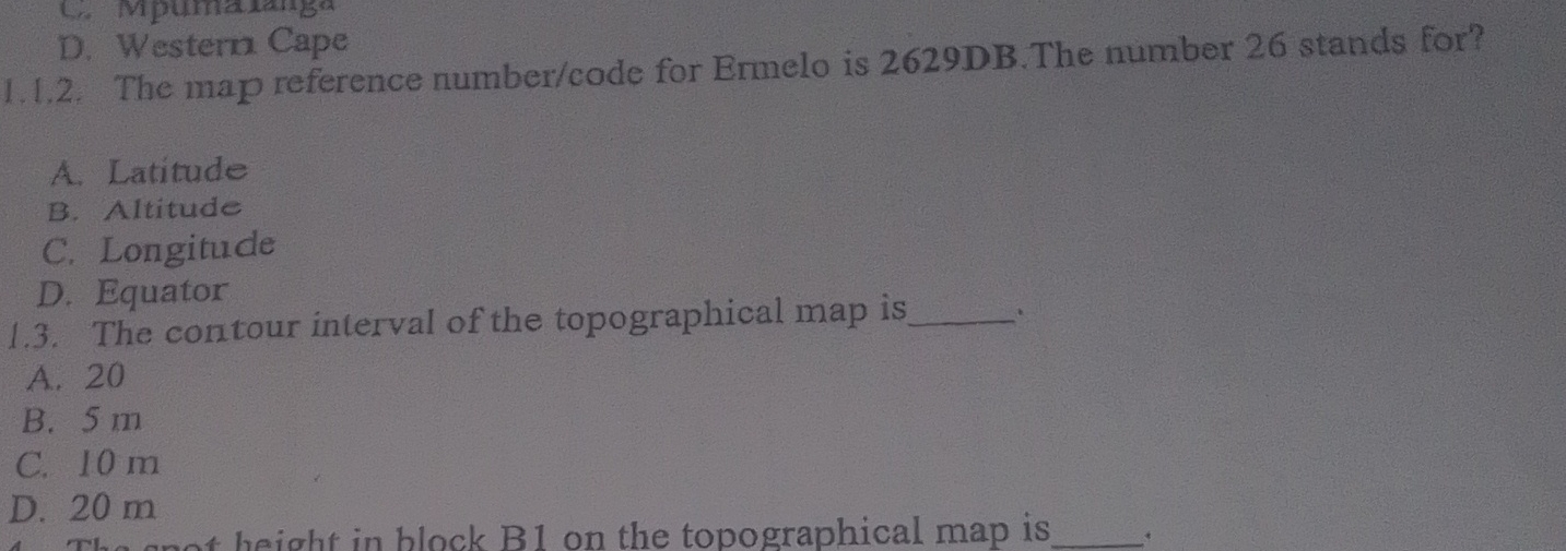 Solved • ﻿the map reference number /code for ermelo is | Chegg.com