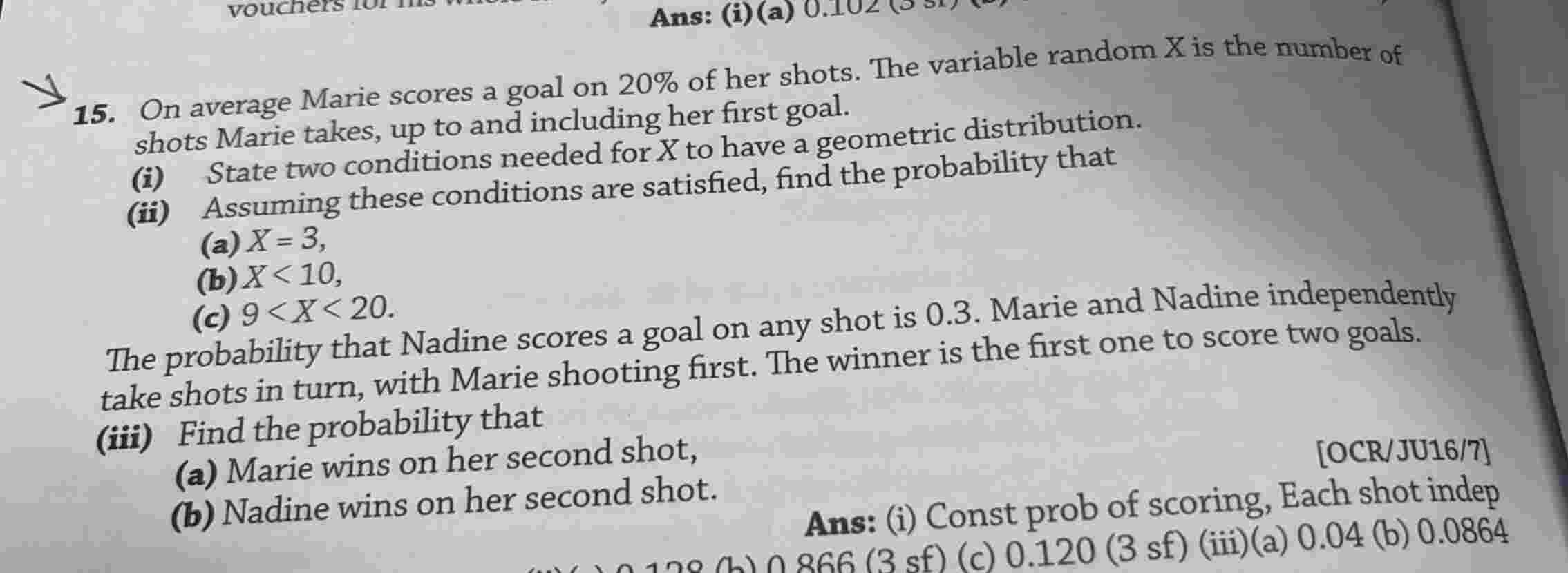Solved code class="asciimath">On average Marie scores a goal | Chegg.com