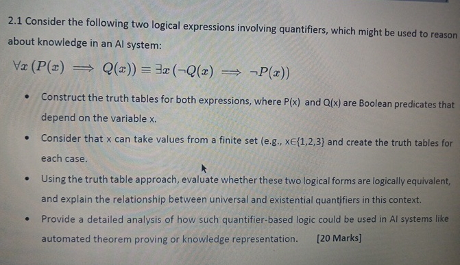 2.1 ﻿Consider the following two logical expressions | Chegg.com