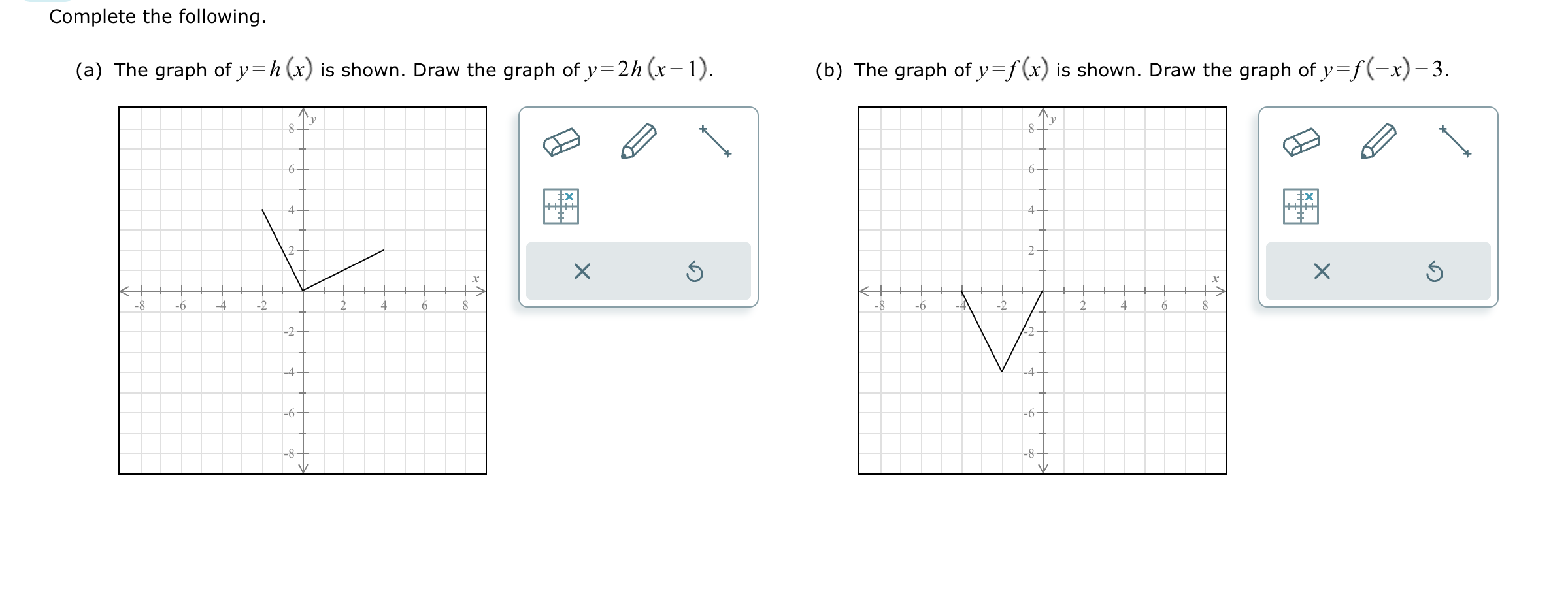 Solved Complete the following.(a) ﻿The graph of y=h(x) ﻿is | Chegg.com