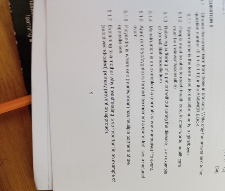 Solved QUESTION 5 [30] ﻿Choose the correct term from those | Chegg.com