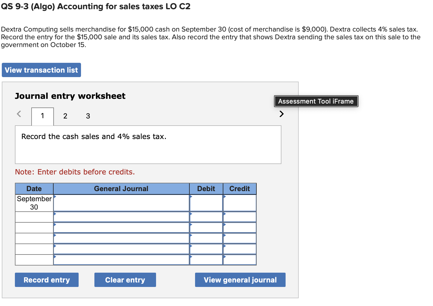 Solved QS 9-3 (Algo) ﻿Accounting for sales taxes LO C2Dextra | Chegg.com