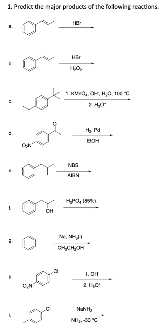Solved Predict the major products of the following | Chegg.com