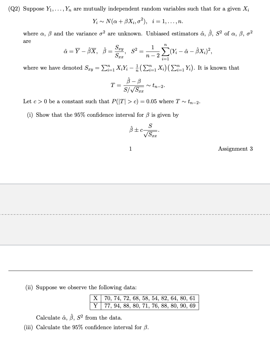 Solved (Q2) ﻿Suppose Y1,dots,Yn ﻿are mutually independent | Chegg.com