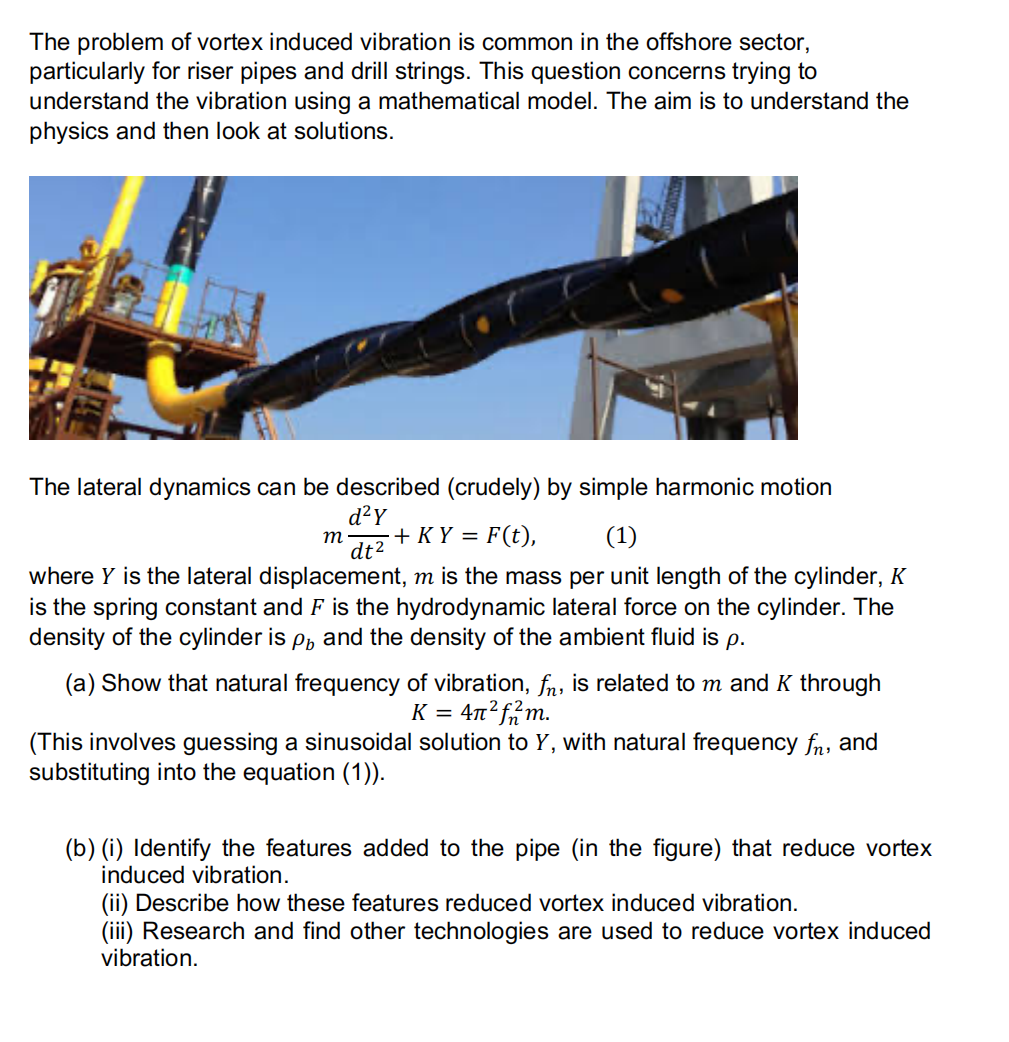 Solved The problem of vortex induced vibration is common in | Chegg.com