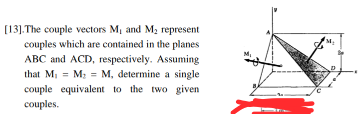 Solved [13].The couple vectors M1 ﻿and M2 ﻿represent couples | Chegg.com