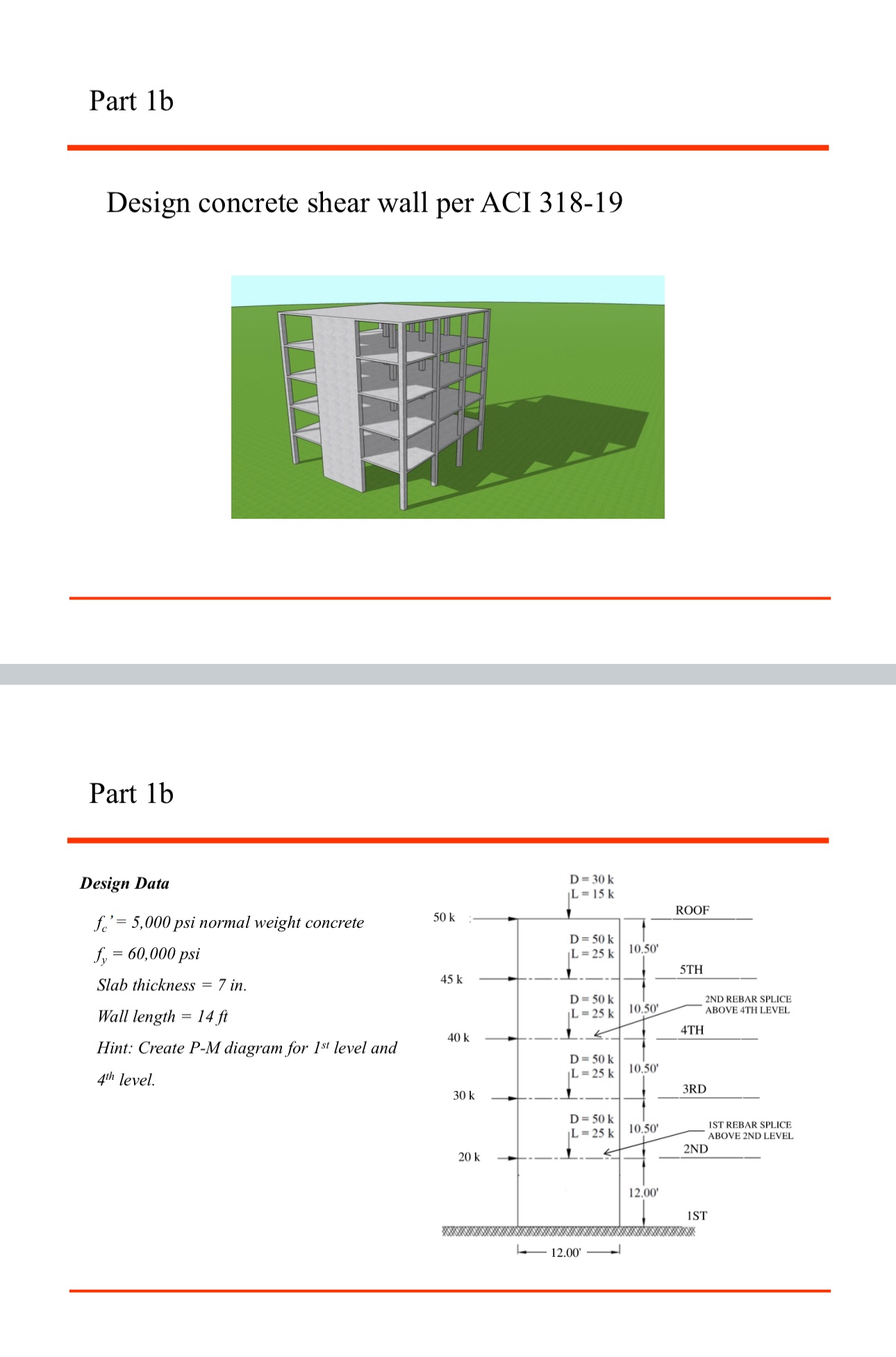 Solved Part 1bDesign concrete shear wall per ACI 318-19Part | Chegg.com