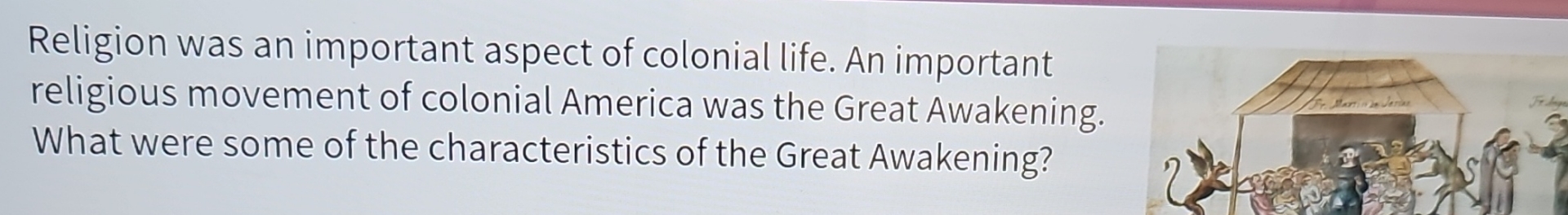 Solved Religion was an important aspect of colonial life. An | Chegg.com
