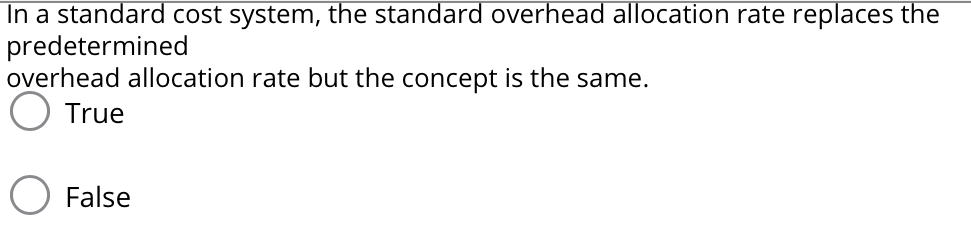 Solved In a standard cost system, the standard overhead | Chegg.com